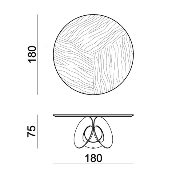 Arketipo ORACLE Tisch mit Holzplatte Ø 180 cm - Italianhome