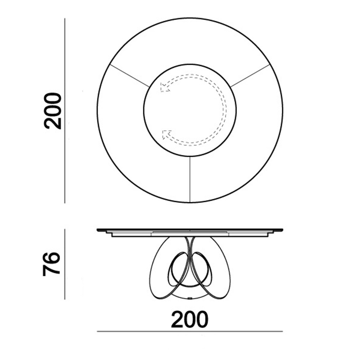 Arketipo ORACLE Tisch mit Marmorplatte & Lazy Susan Drehplatte 200 cm ...