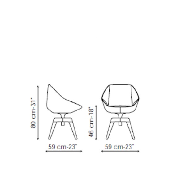 Bonaldo STONE Designer Stuhl mit Holzbeine, drehbar - Italianhome